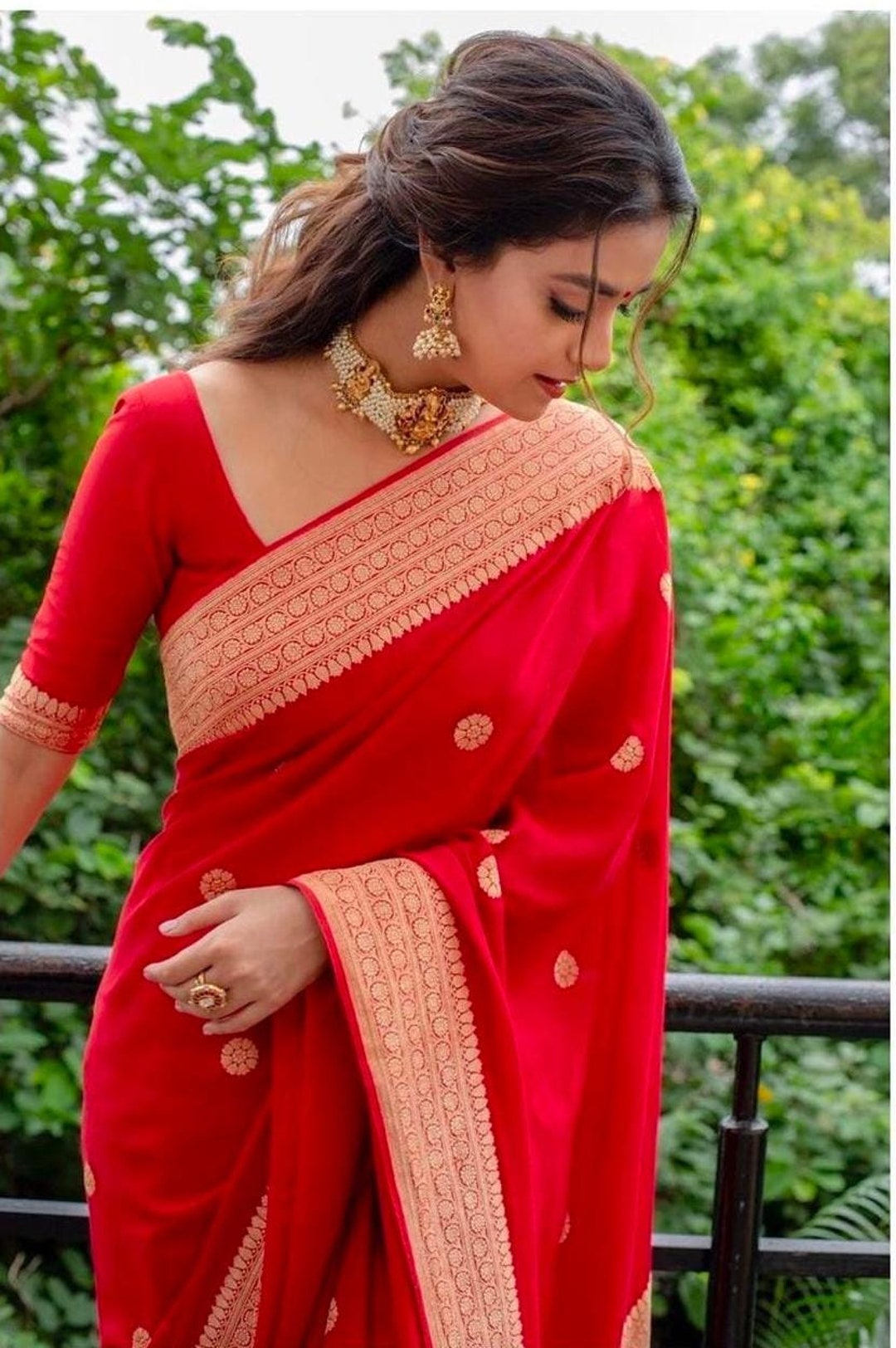 Kanchipuram Silk Red Color Saree, Traditional Saree, Beautiful Saree, Weaving Silk Saree, Indian ...