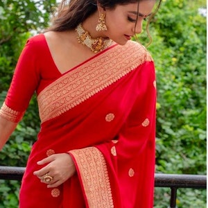 Kanchipuram Silk Red Color Saree, Traditional Saree, Beautiful Saree ...