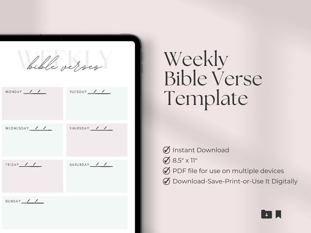 Weekly Bible Verse Template-digital Download PDF for Print or Digital ...