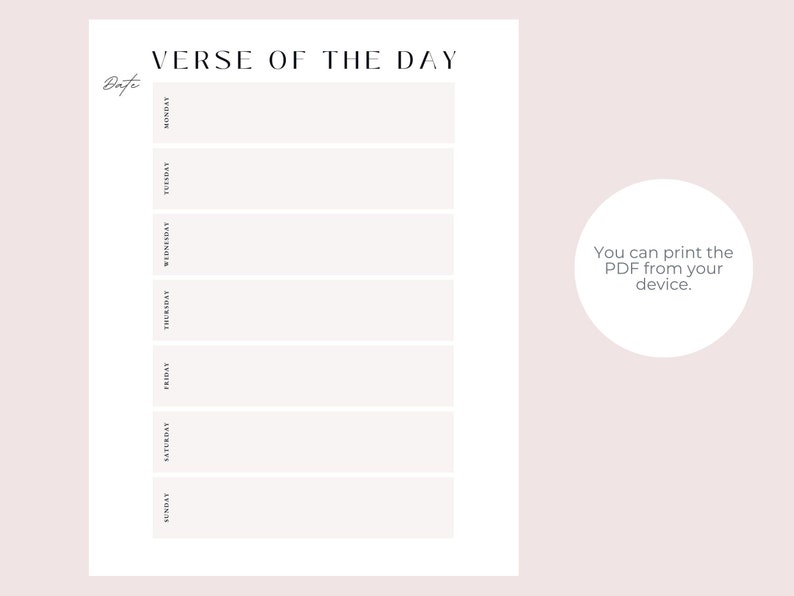 Verse of the Day Template-digital Download PDF for Print or Digital Use ...