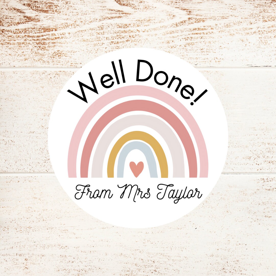 Personalised Well Done Teacher Stickers - Etsy