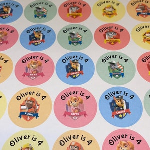 Birthday Favour Stickers Paw Patrol Inspired - Etsy