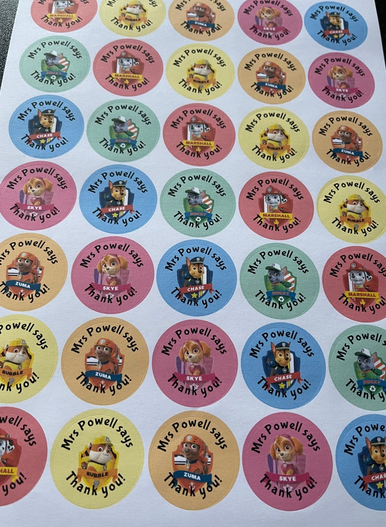 Birthday Favour Stickers Paw Patrol - Etsy
