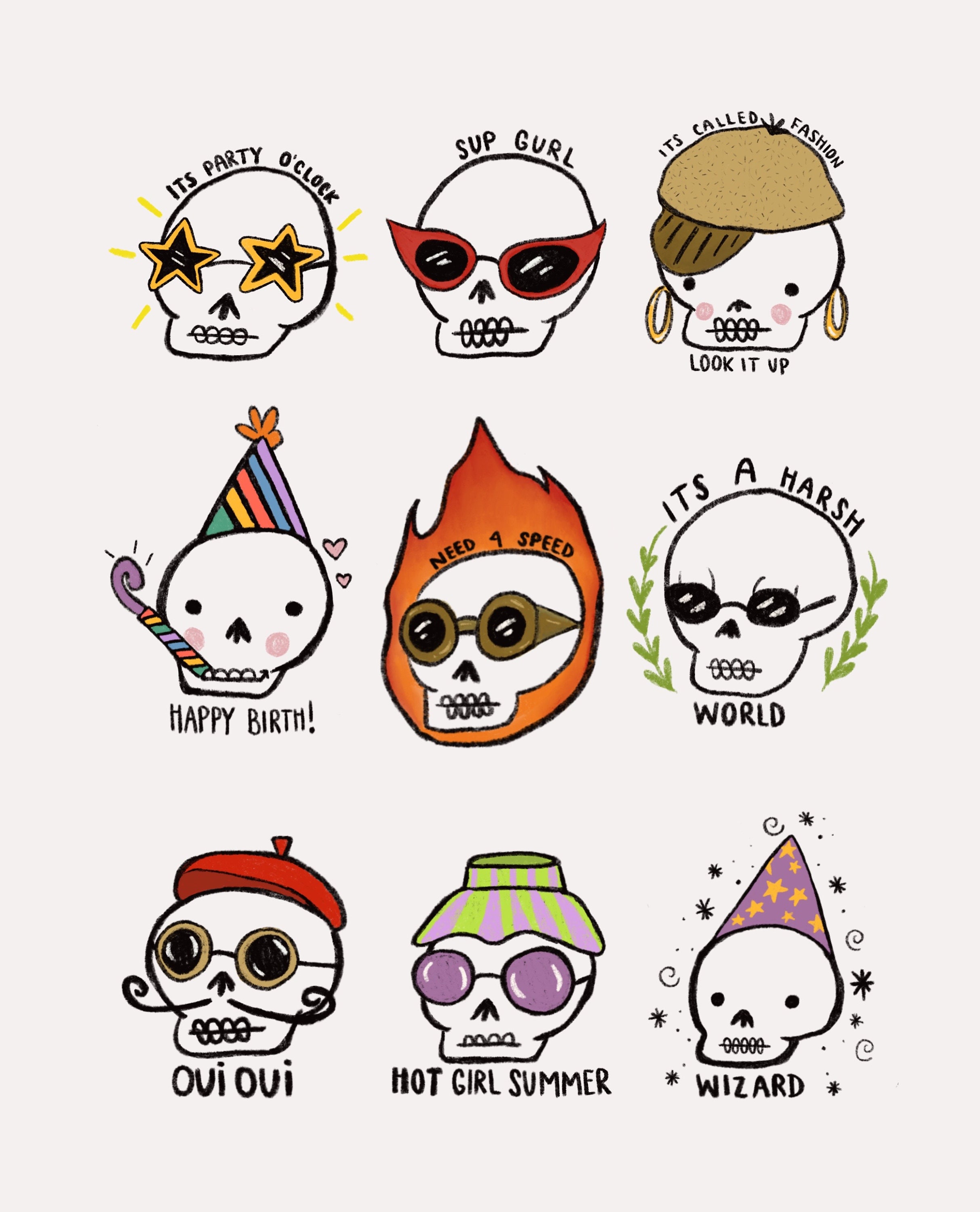 Oui Oui Skull Sticker - Etsy