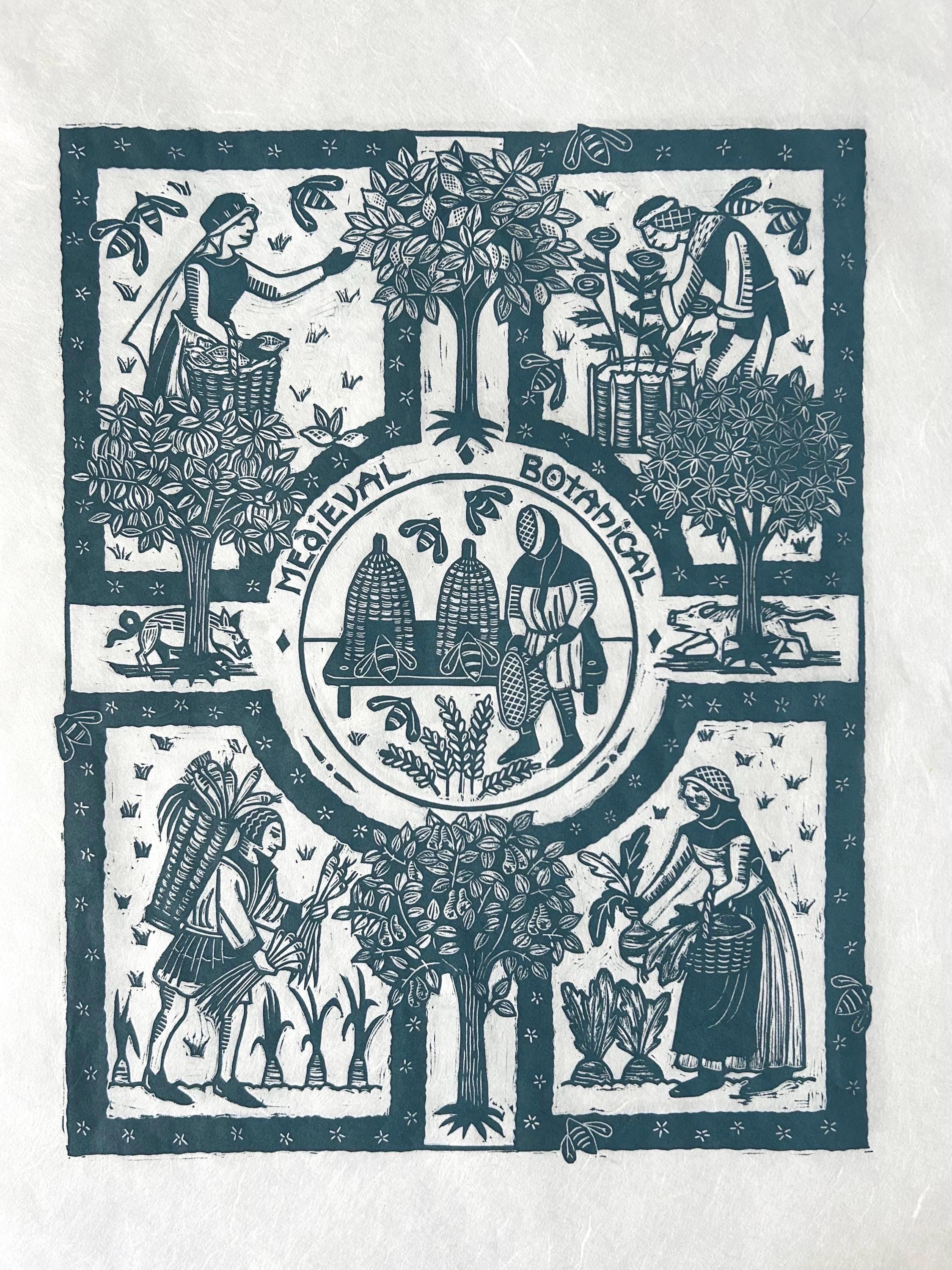 Medieval Botanical - Hand Printed Original Signed Linocut Print - Etsy