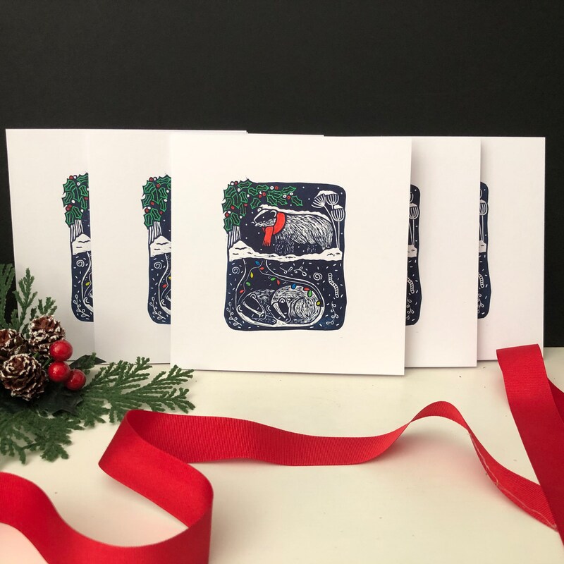 Linocut Christmas - Etsy