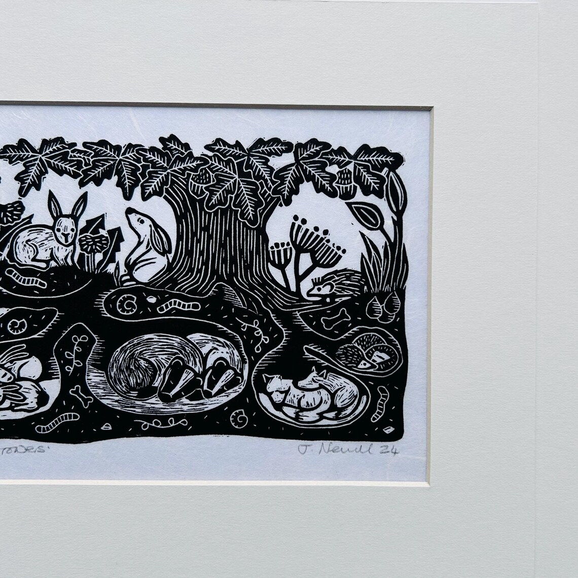 The Burrowers - Mounted & Hand Printed Original Mounted Linocut Print ...