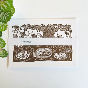 The Burrowers - Hand Made Original Linocut Design Greetings Card. Brown ...