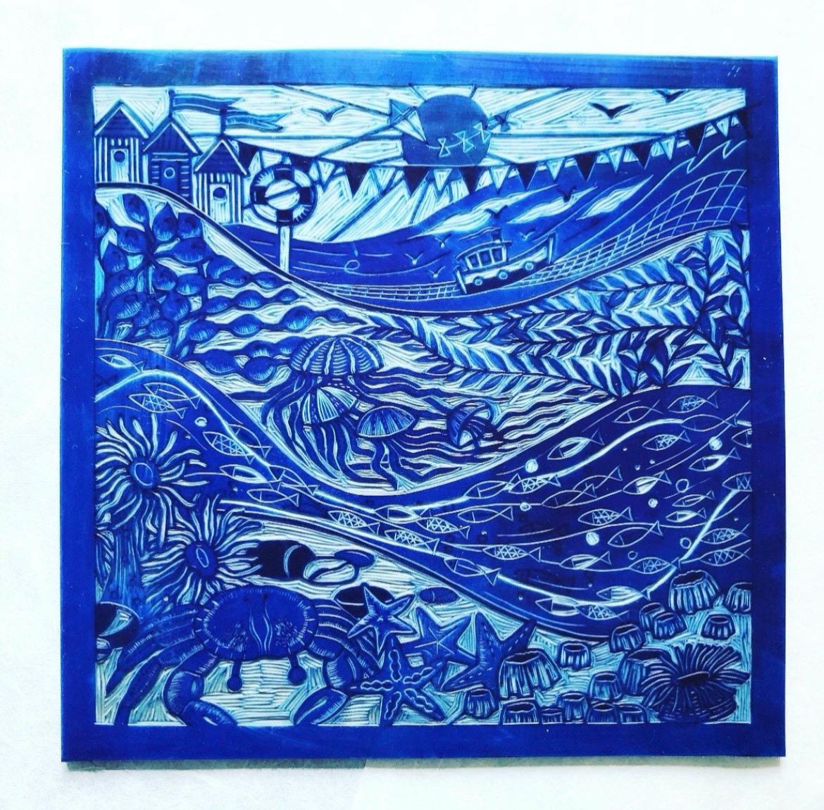 Under the Sea - Original Handprinted Linocut Print - Etsy