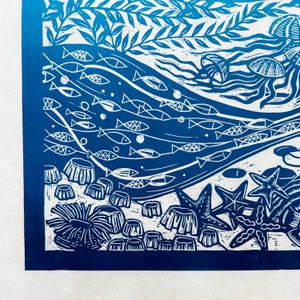 Under the Sea - Hand Printed Original Unmounted Linocut Print - Etsy