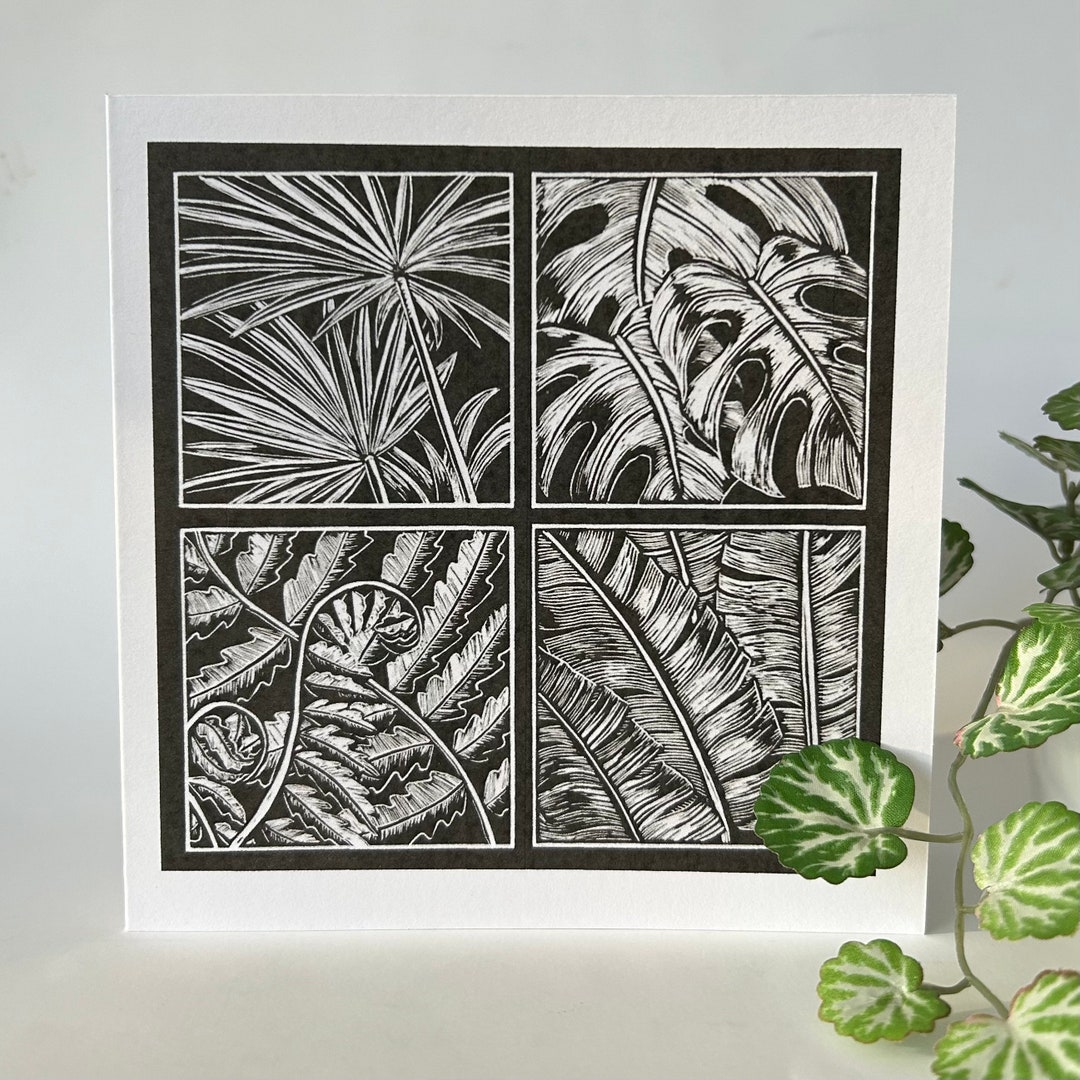 Botanicals - Original Linocut Design Greetings Card - Etsy