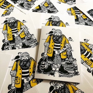 Fisherman- Original Linocut Design Greetings Card - Etsy