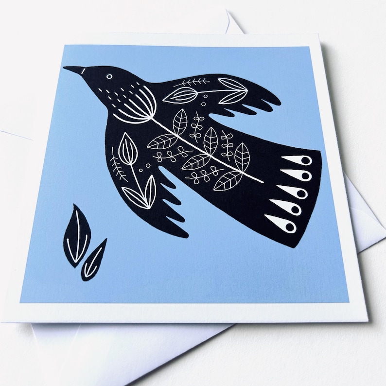 Dove - Original Linocut Design Greetings Card - Etsy