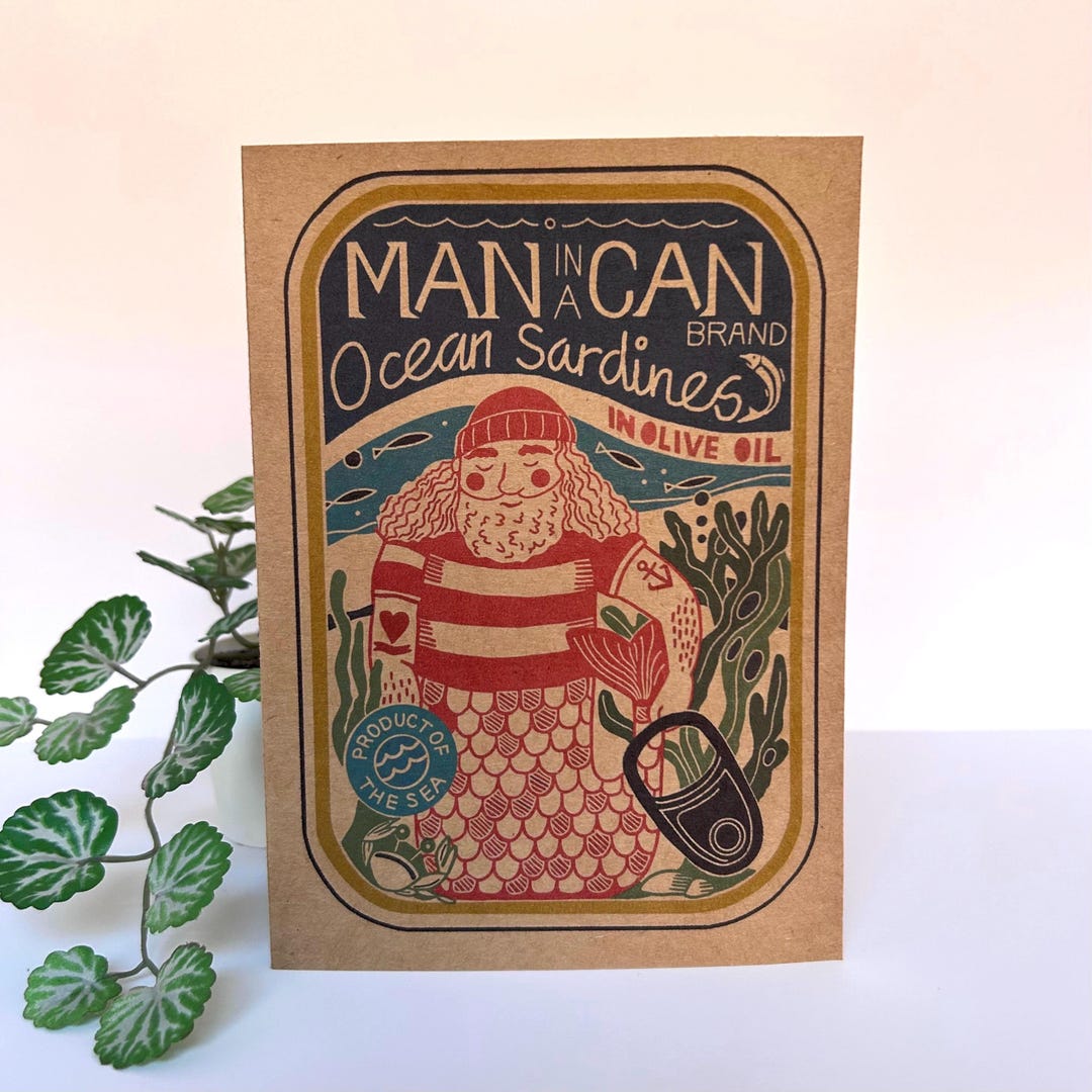 Sardines - Original Linocut Design Greetings Card - Etsy