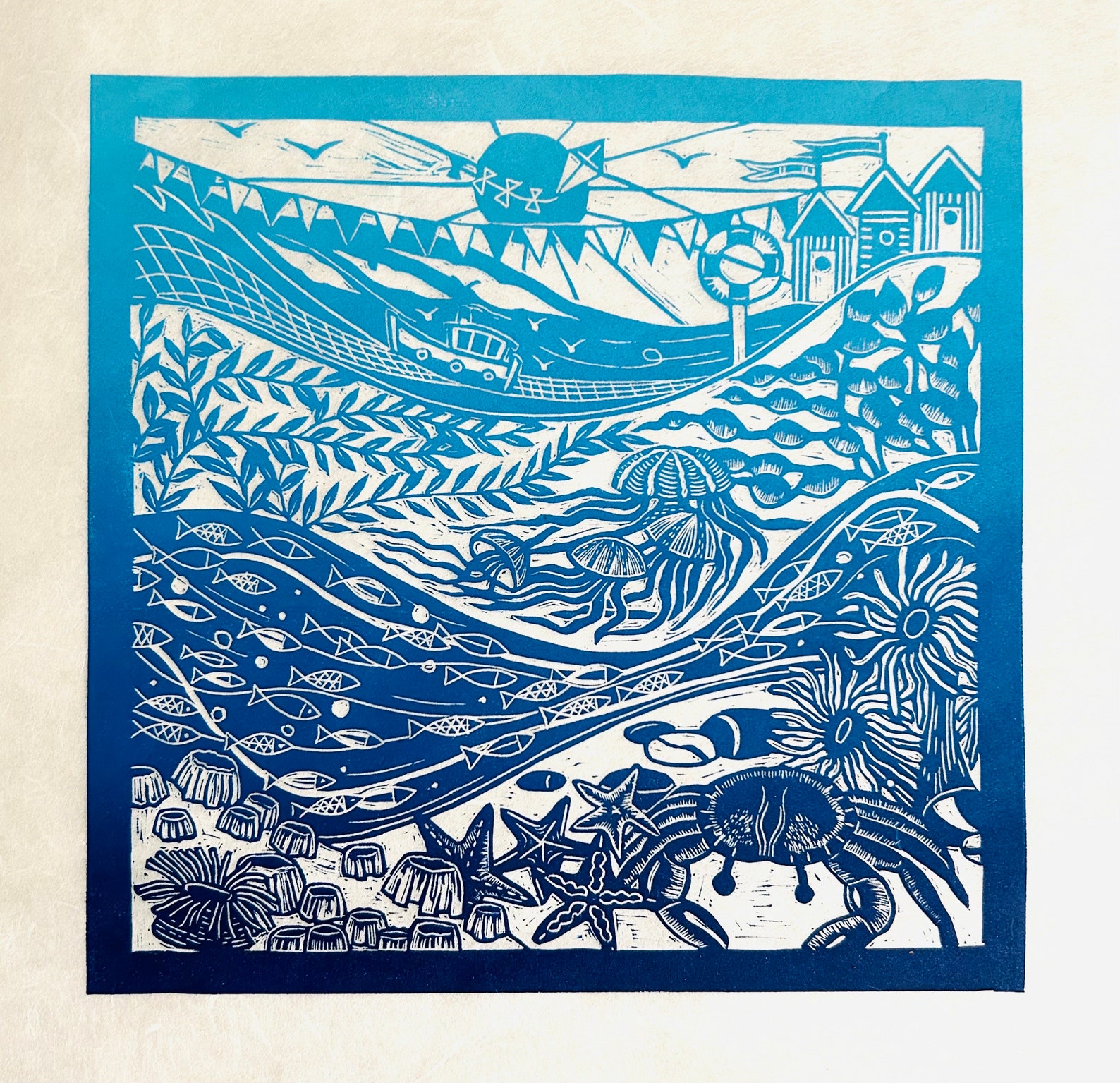Under the Sea Hand Printed Original Unmounted Linocut Print - Etsy