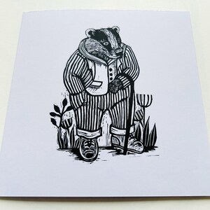 Dapper Badger - Original Linocut Design Greetings Card. - Etsy