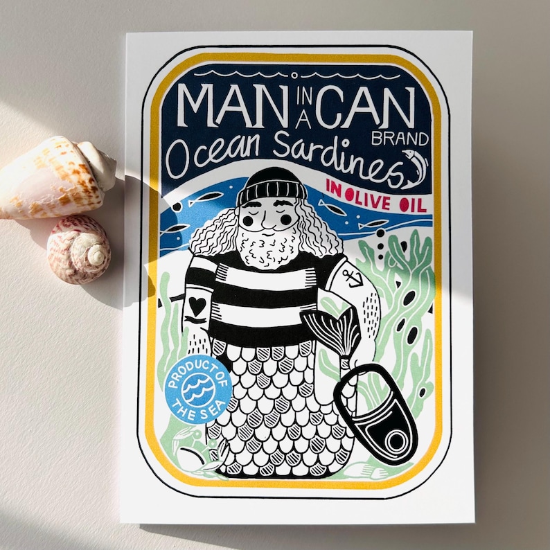 Sardines - Original Linocut Design Greetings Card - Etsy