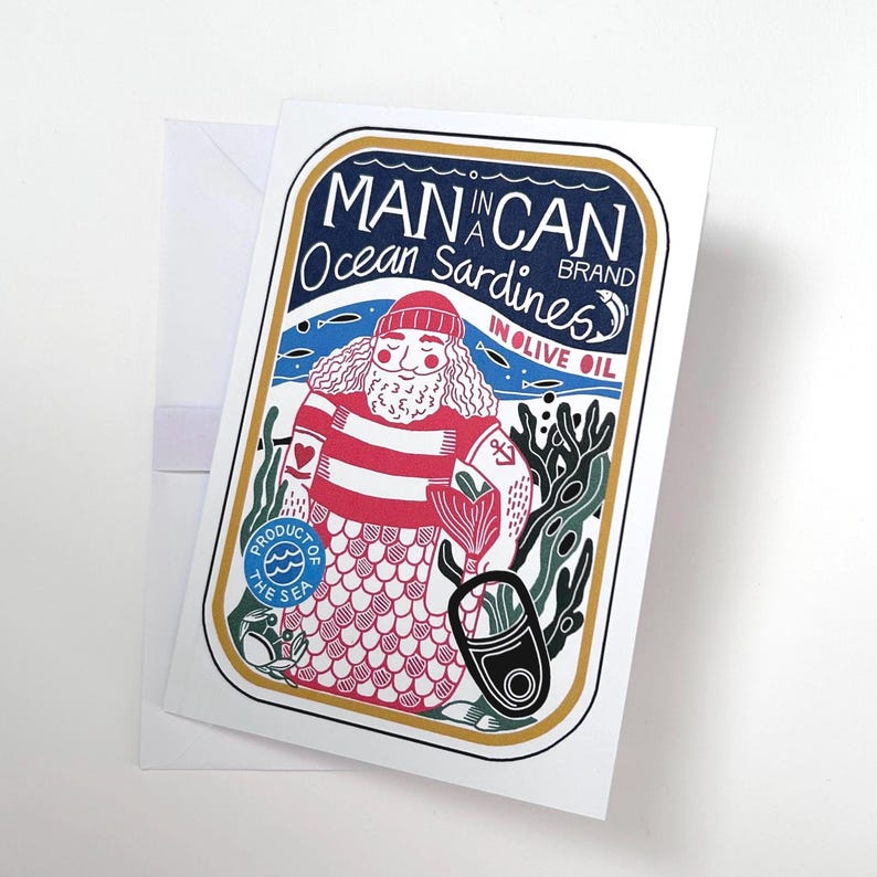 Sardines - Original Linocut Design Greetings Card - Etsy