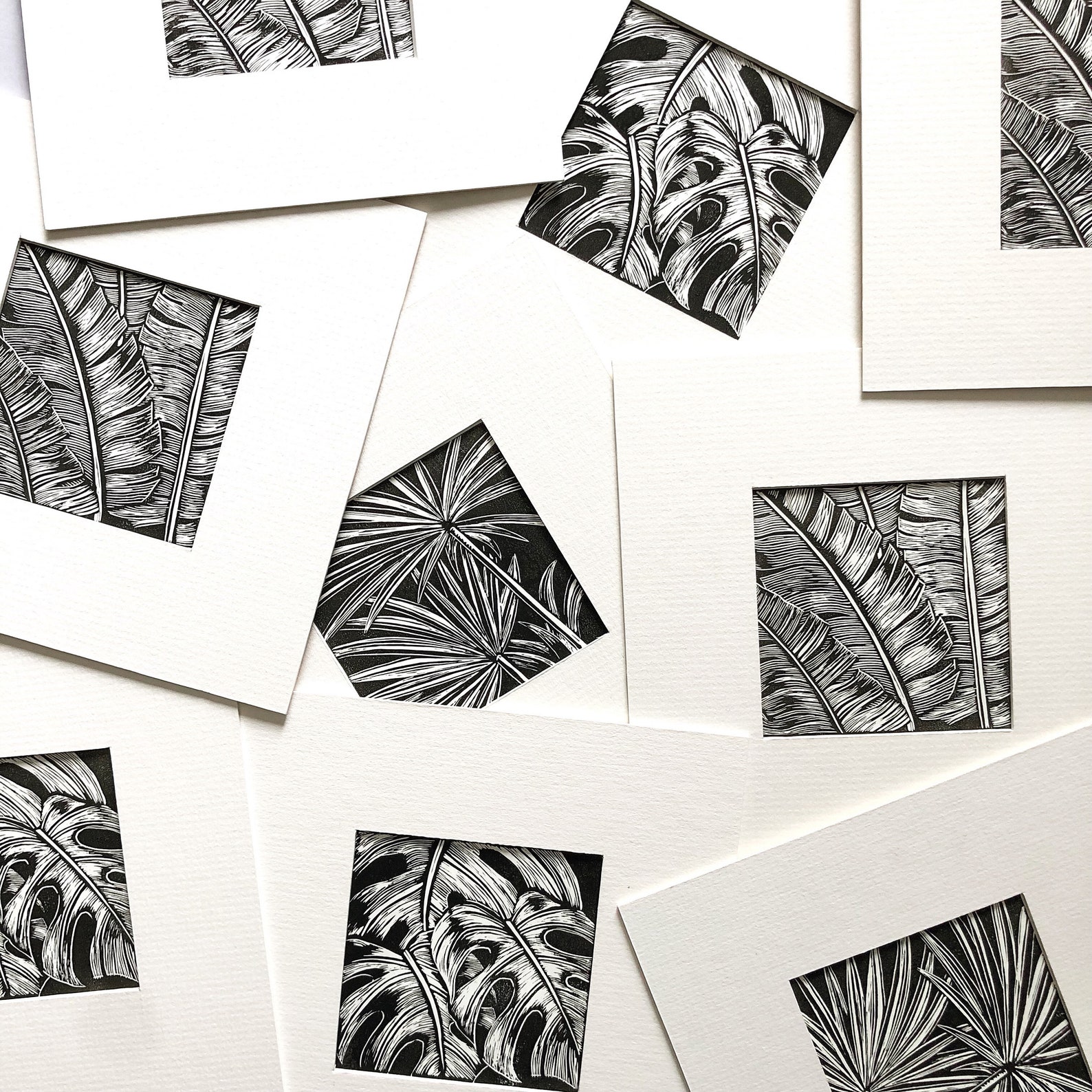 Mini Botanicals 2 Original Linoldruck. Schwarz auf Weiß mit | Etsy