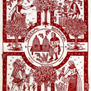 Medieval Botanical - Hand Printed Original Signed Linocut Print ...