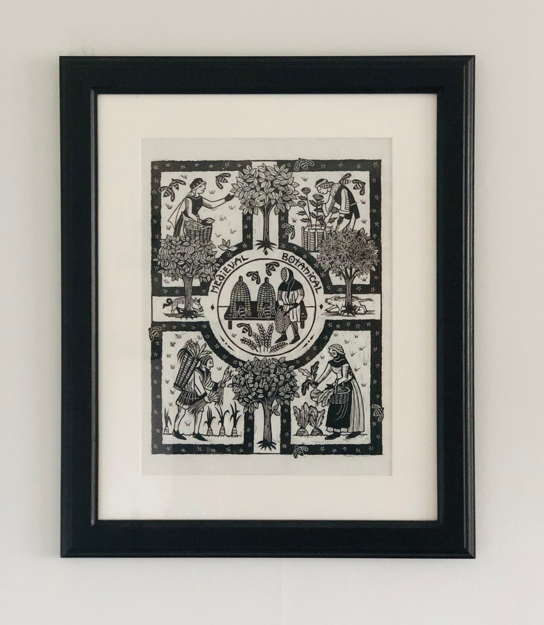 Medieval Botanical - Hand Printed Original Signed Linocut Print - Etsy