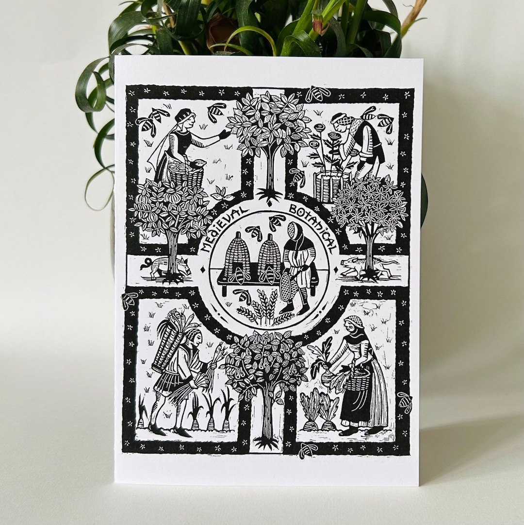 Medieval Botanical - Greetings Card Digitally Created From an Original ...
