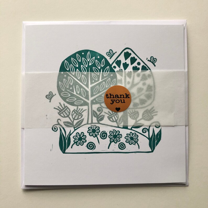 Forest Fun Original Linocut Greetings Card. Teal on White - Etsy