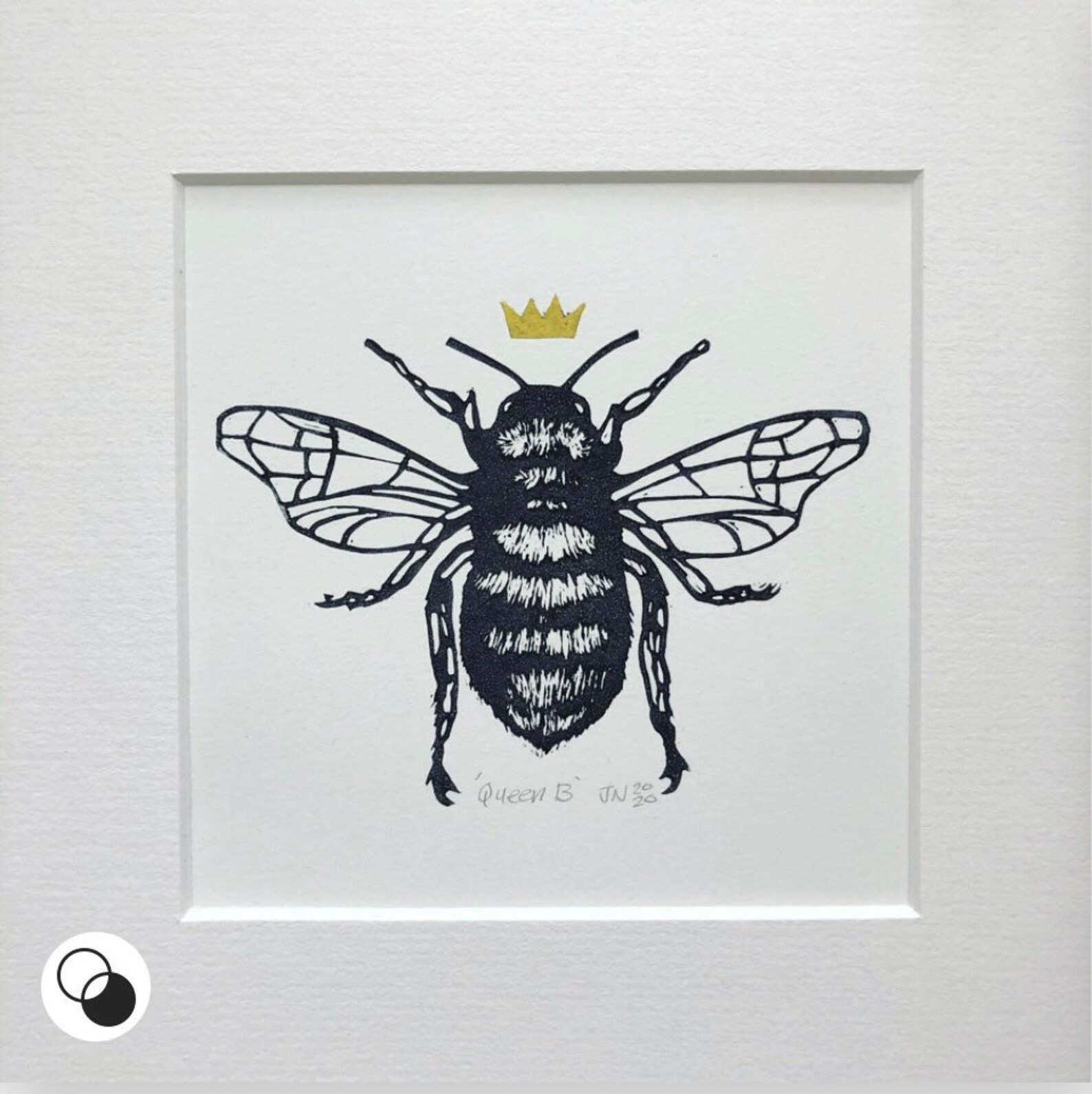 Queen Bee Original Linocut Print. Black and Gold on White | Etsy
