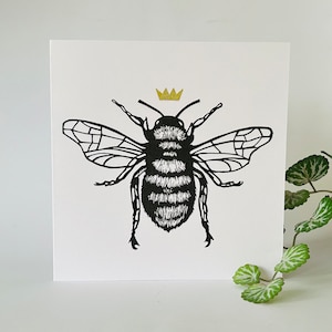 Queen Bee - Original Linocut Design Greetings Card - Etsy