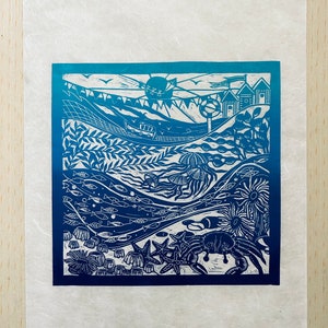 Under the Sea - Hand Printed Original Unmounted Linocut Print - Etsy