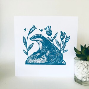 Badger Hand Printed Original Linocut Greetings Card - Etsy