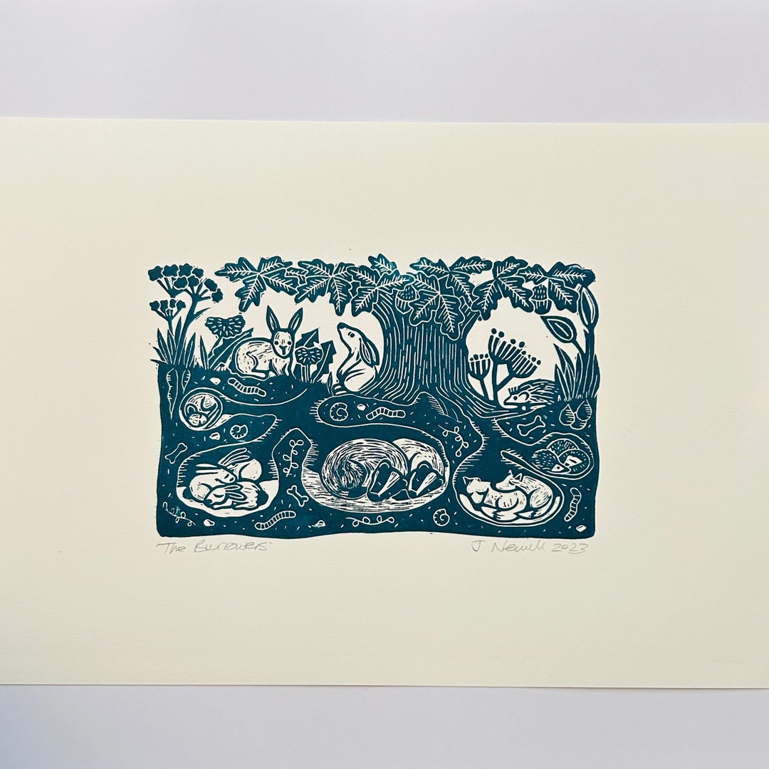 The Burrowers Hand Printed Original Signed Linocut Print - Etsy