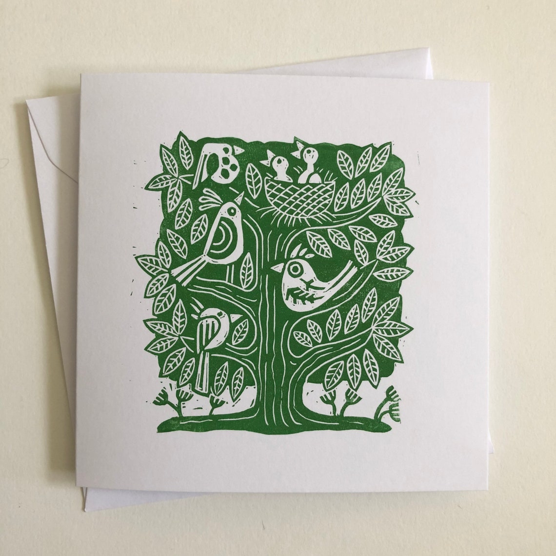 The Flock Original Linocut Greetings Card. | Etsy UK