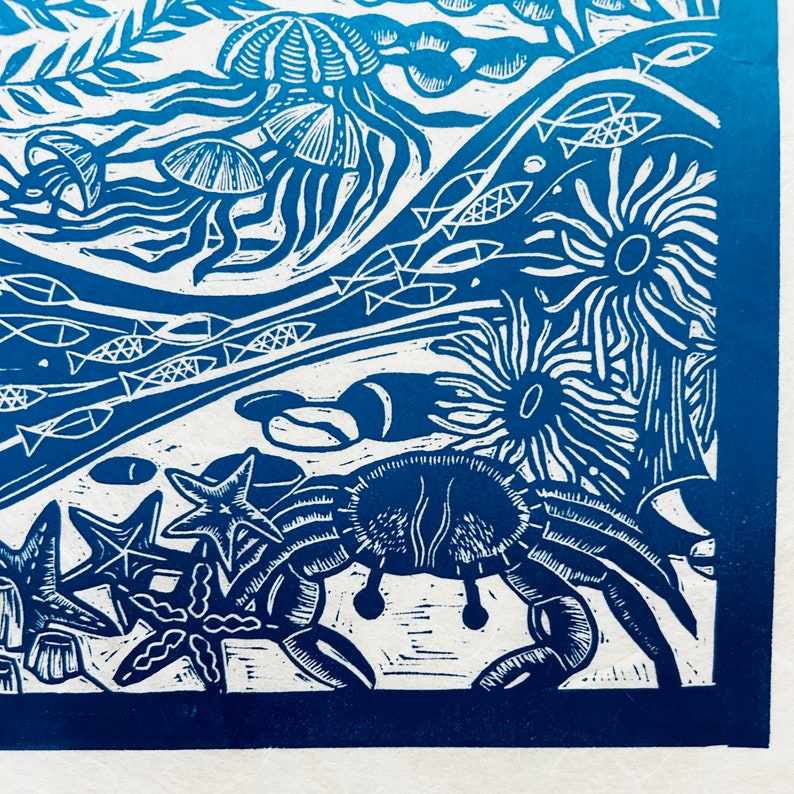 Under the Sea - Hand Printed Original Unmounted Linocut Print - Etsy UK
