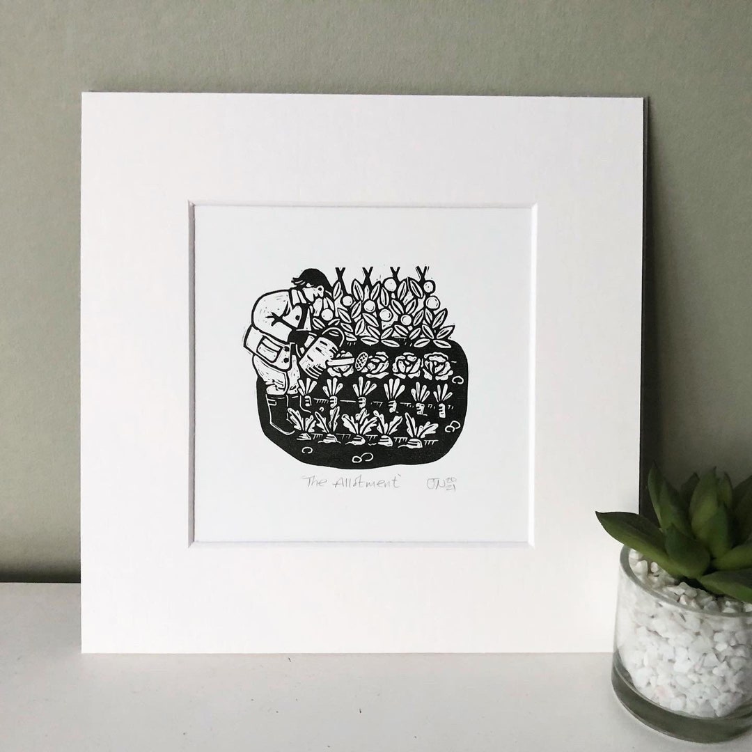 The Allotment (2) - Hand Printed Original Mounted Linocut Print - Etsy