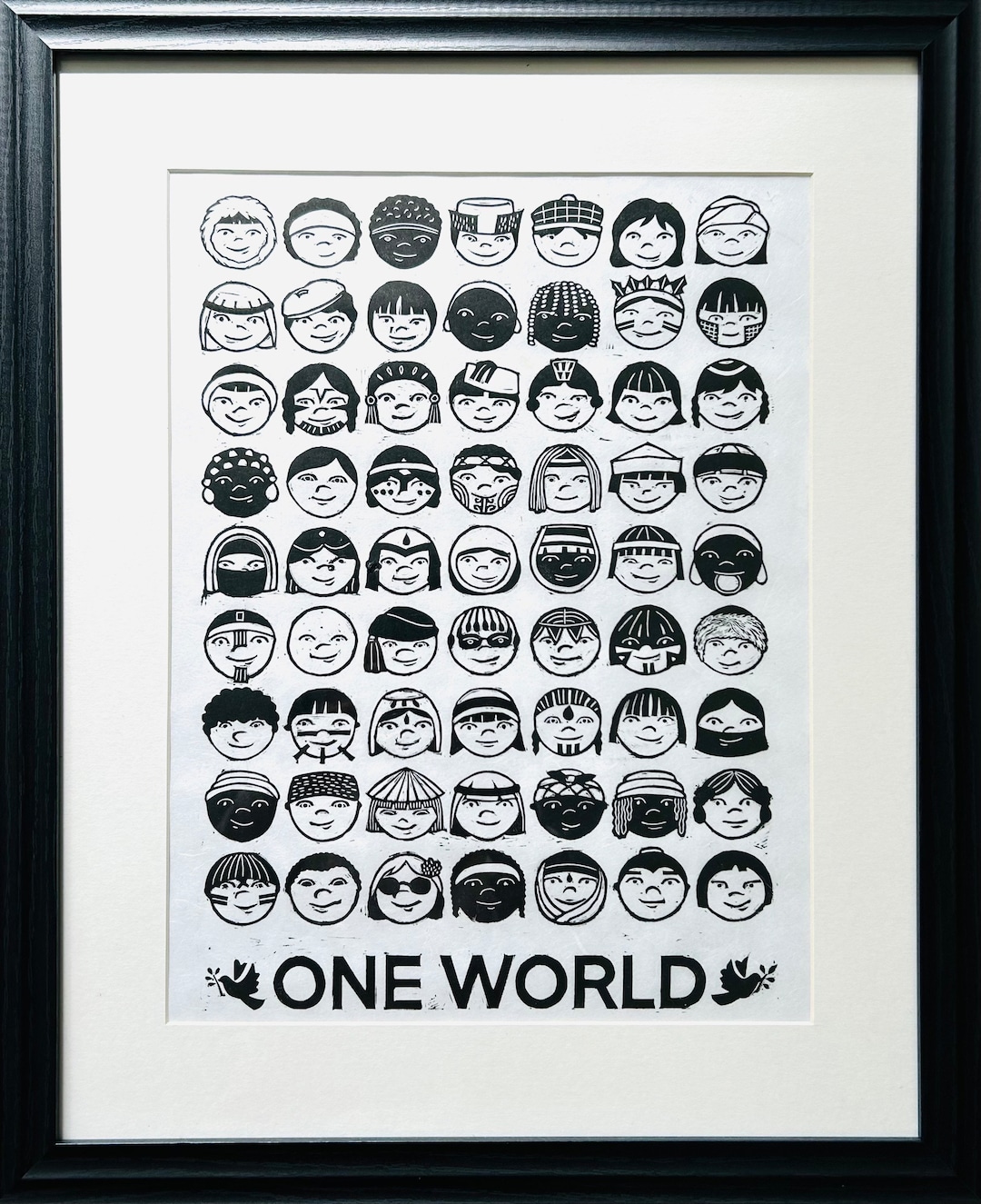 One World - Hand Printed Original Signed Linocut Print - Etsy