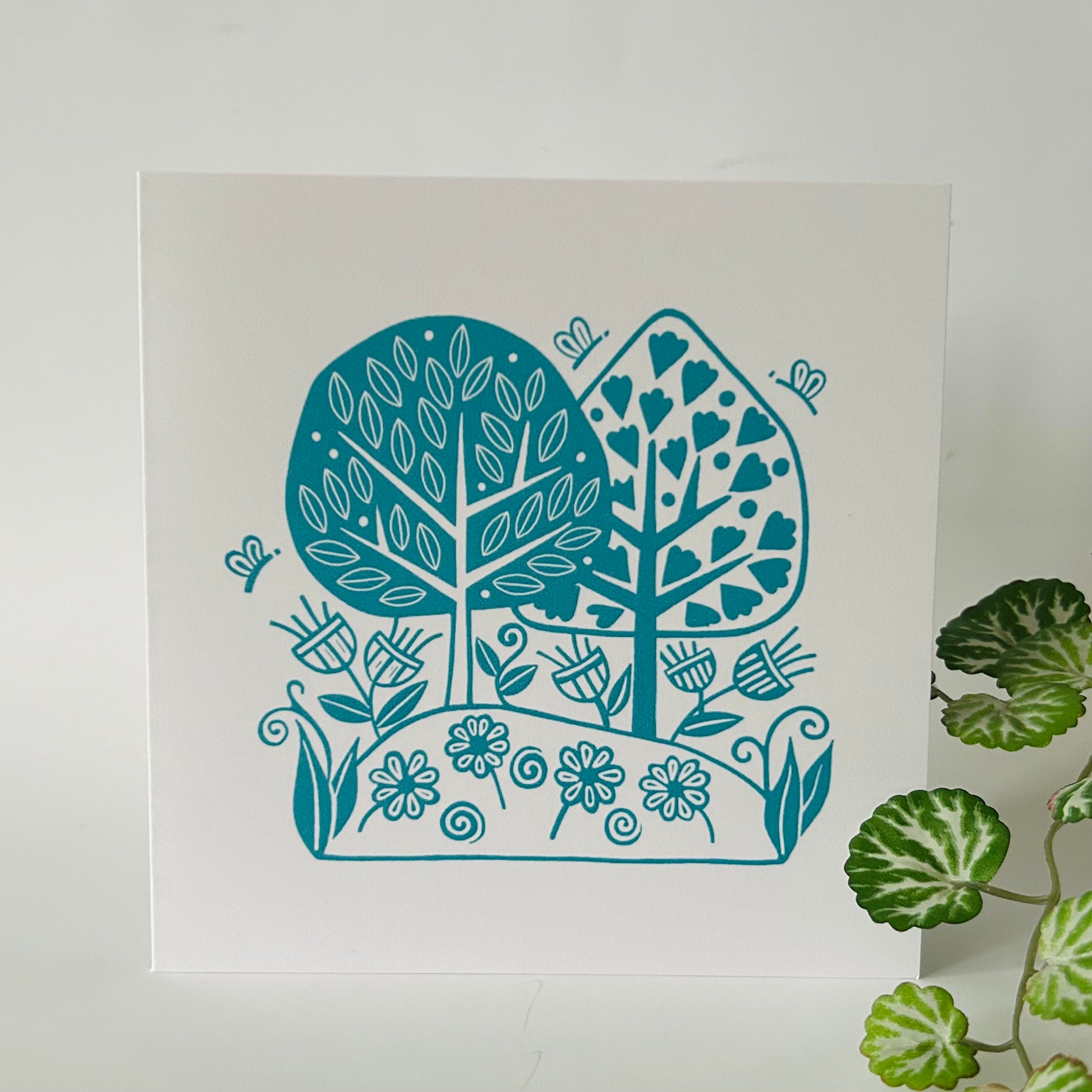 Forest Fun - Original Hand Made Linocut Design Greetings Card ...