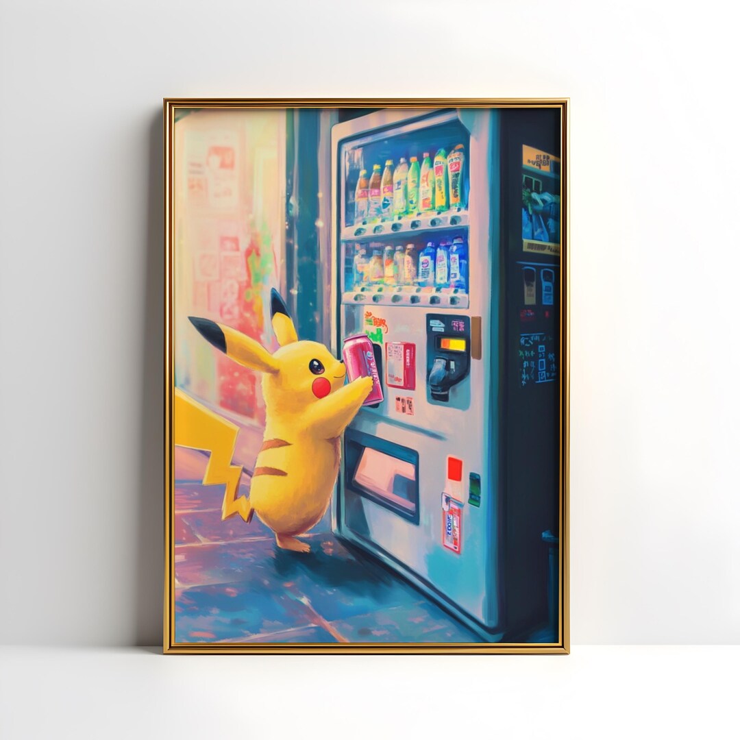 Pikachu Japanese Vending Machine Print | Pokemon Digital Print ...