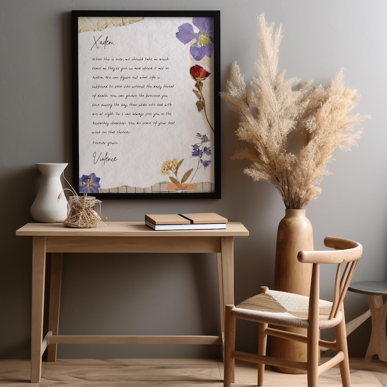 Violet's Letter to Xaden Digital Art Poster | Fourth Wing Aesthetic ...
