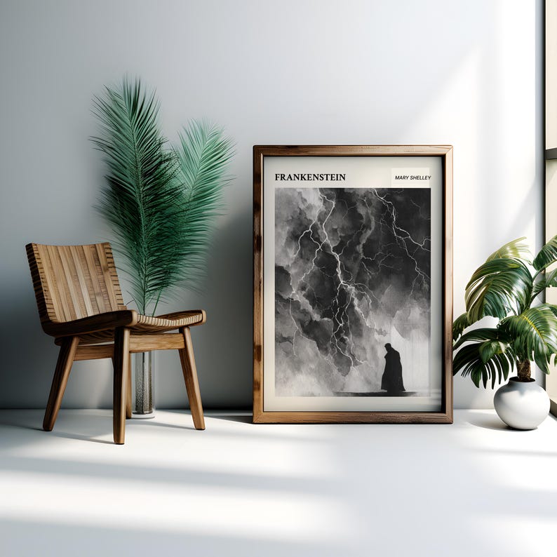 Frankenstein Dark Aesthetic Digital Print | Mary Shelley Book Art Print ...