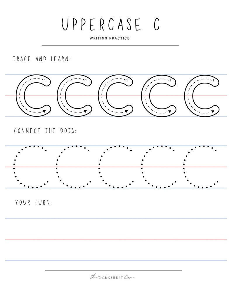 Printable Uppercase Handwriting Practice Worksheet Letter Formation ...