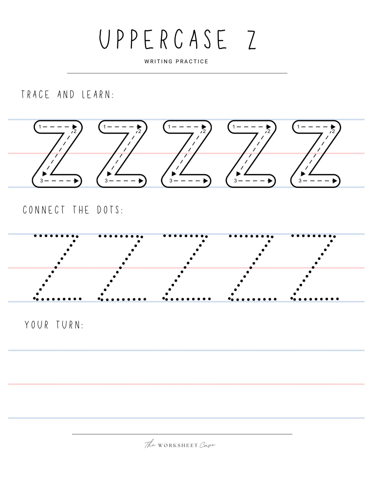 Printable Uppercase Handwriting Practice Worksheet Letter Formation ...