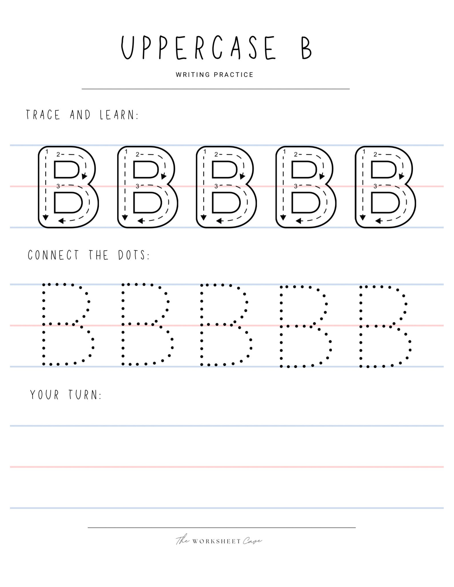 Printable Uppercase Handwriting Practice Worksheet Letter Formation ...