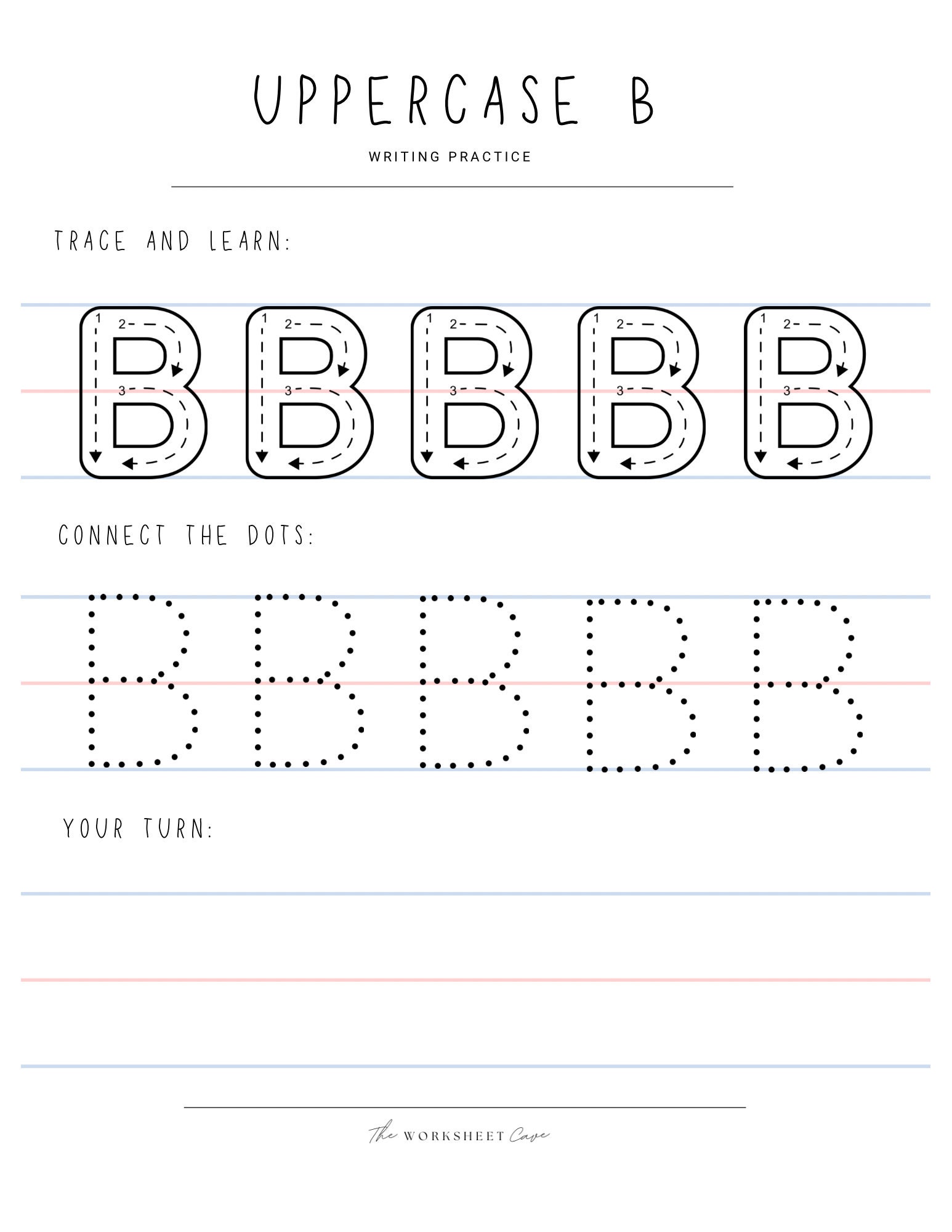 Printable Uppercase Handwriting Practice Worksheet Letter Formation ...