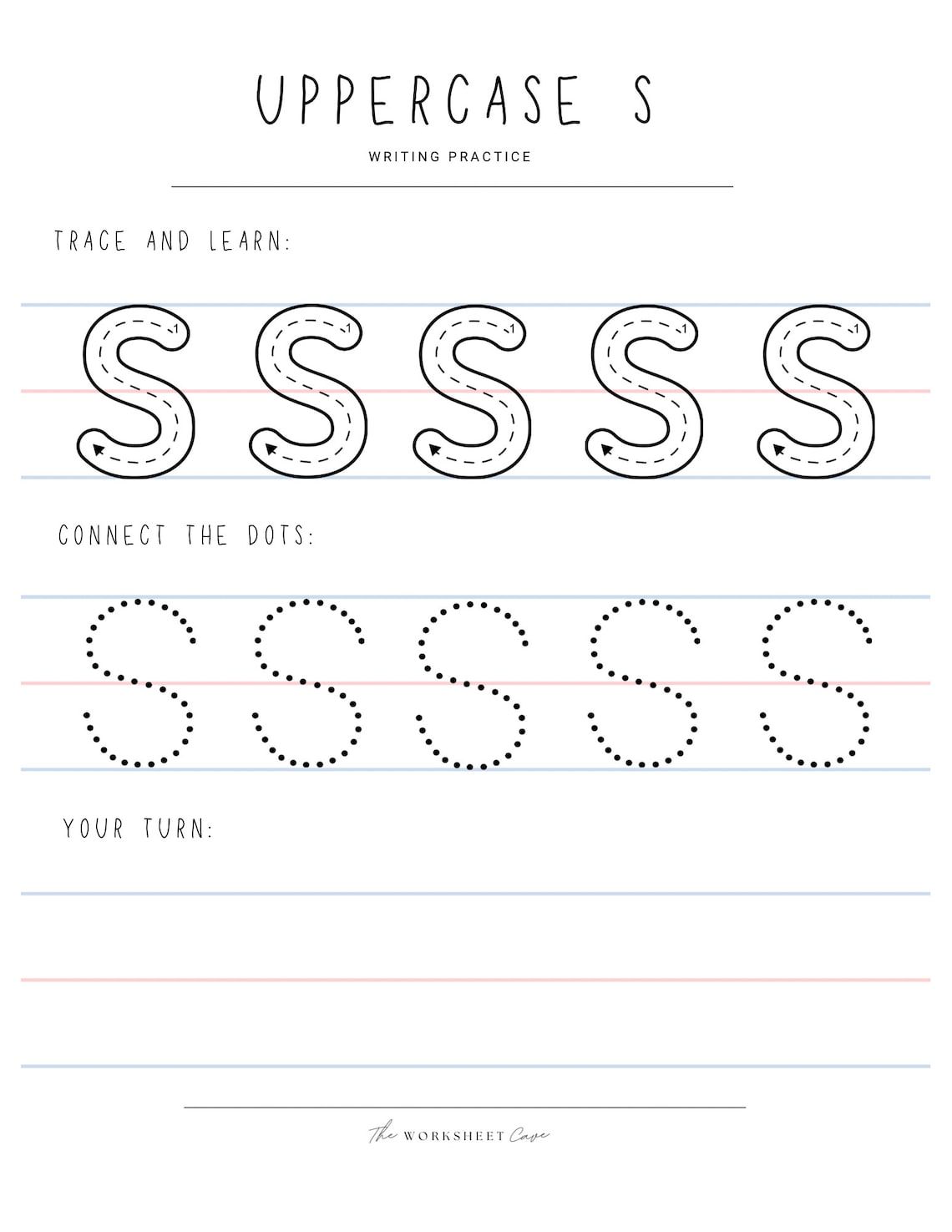 Printable Uppercase Handwriting Practice Worksheet Letter Formation ...