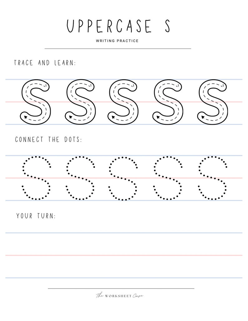 Printable Uppercase Handwriting Practice Worksheet Letter Formation ...