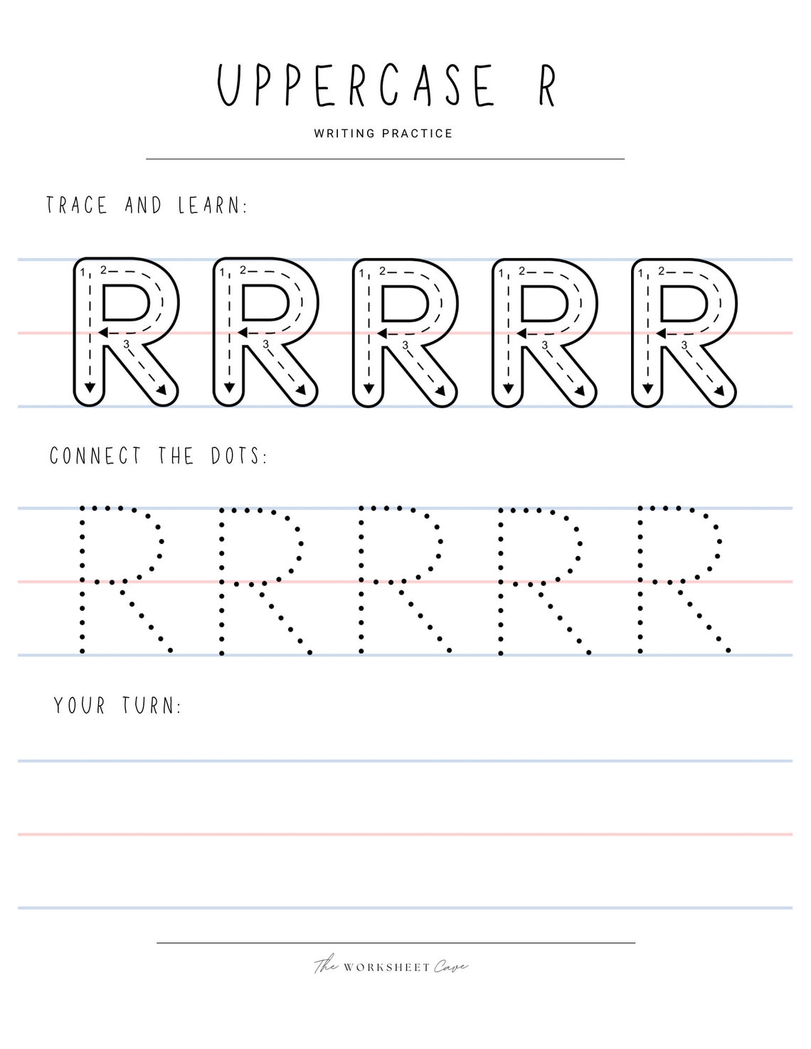 Printable Uppercase Handwriting Practice Worksheet Letter Formation ...