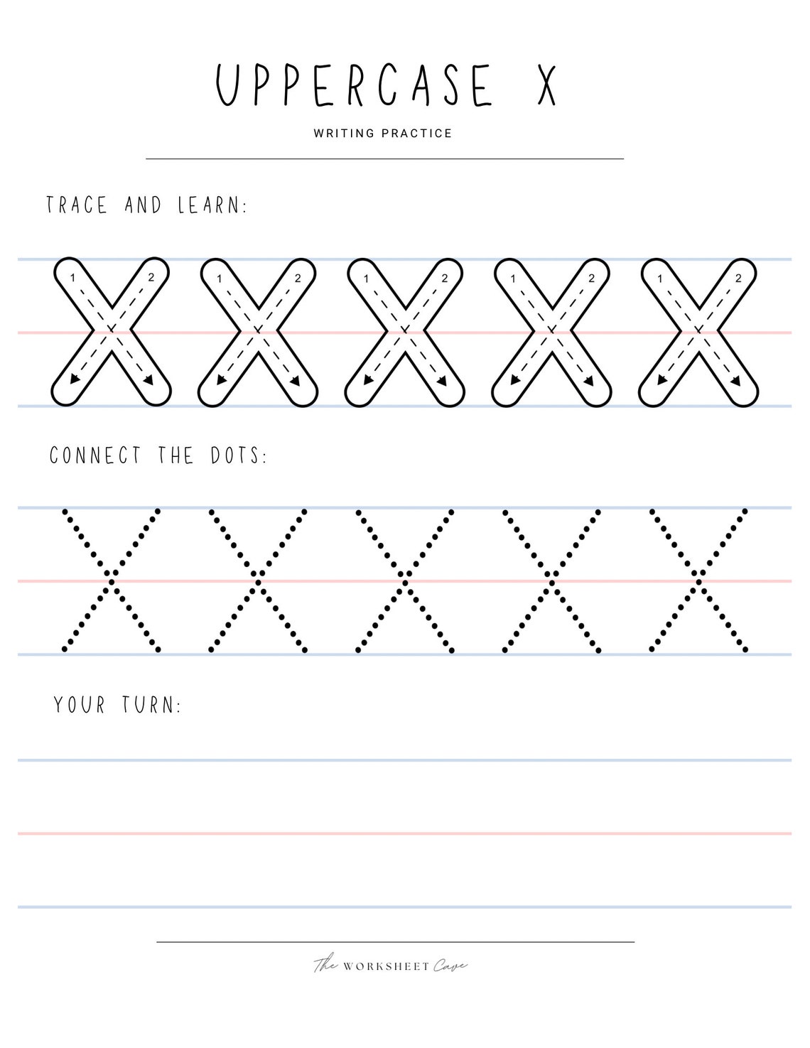 Printable Uppercase Handwriting Practice Worksheet Letter Formation ...