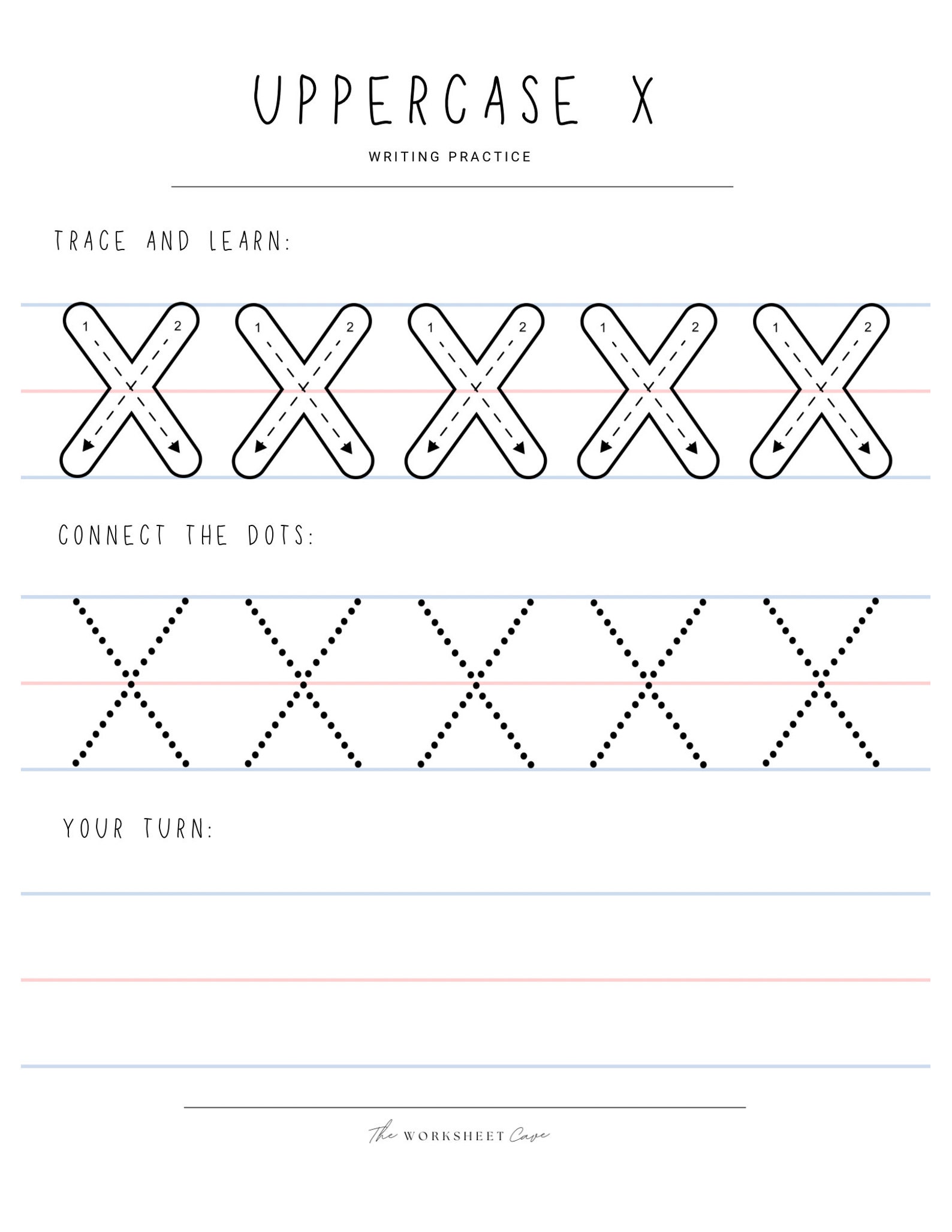 Printable Uppercase Handwriting Practice Worksheet Letter Formation ...