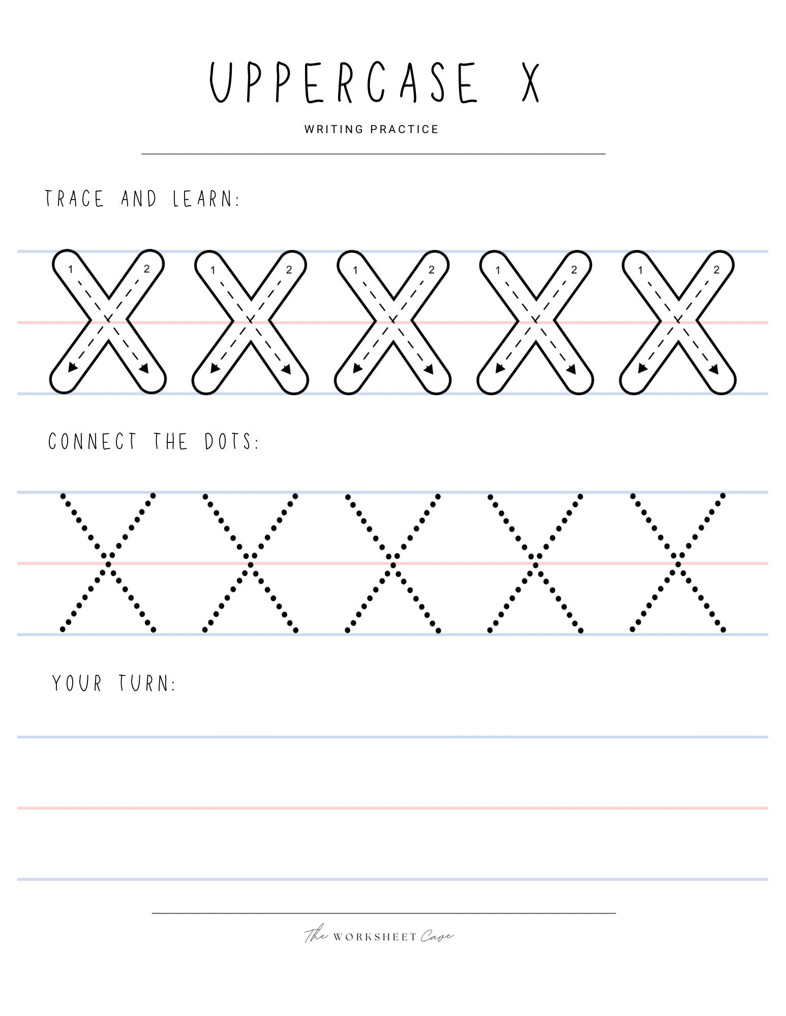 Printable Uppercase Handwriting Practice Worksheet Letter Formation ...